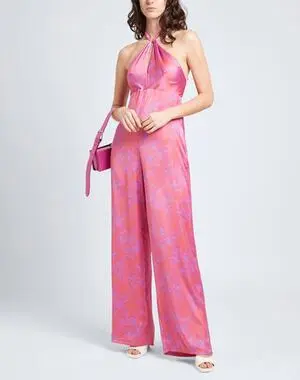 Pinko Floral-print Satin Jumpsuit - Pink