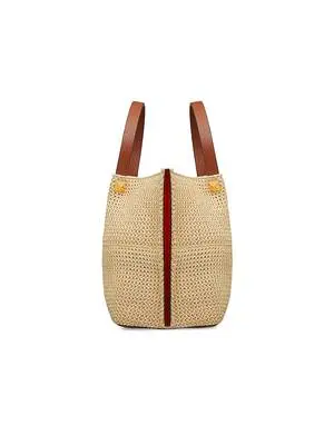 Valentino Garavani Straw Tote Bag - Saddle Brown Natural