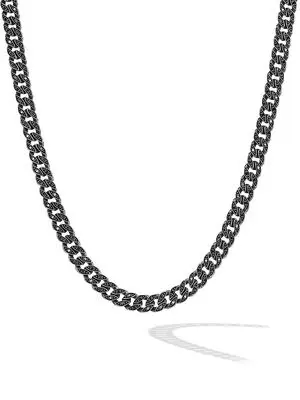 David Yurman Curb Chain Necklace In Sterling 6mm - Black Diamond