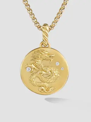 David Yurman Dragon Amulet In 18k Yellow Gold With Diamonds