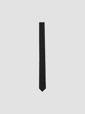 Saint Laurent Signature Evening Skinny Tie In Silk Grosgrain - Black