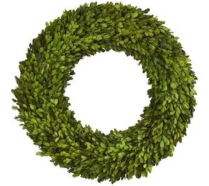 NEARLY NATURAL 24 Preserved Boxwood Wreath - One-color