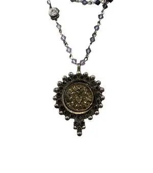 Virgins Saints & Angels Magdalena San Benito Heart Necklace In Purple - Purple