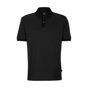 BOSS Structuredcotton Polo Shirt With Mercerized Finish - Black