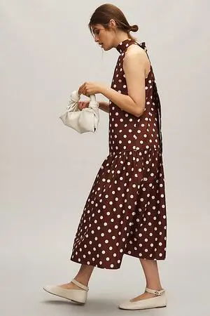 maeve polka dot halter dress Maeve Polka Dot Halter V-Neck Bubble-Hem Romper