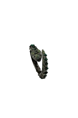 KENNETH JAY LANE Gunmetal & Emerald Snake Bracelet - Natural