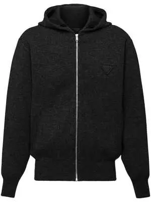 Prada Cashmere Knitted Zip-up Hoodie
