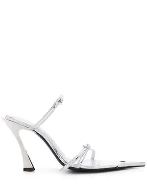 MUGLER 100mm Metallic-leather Mules - Silver