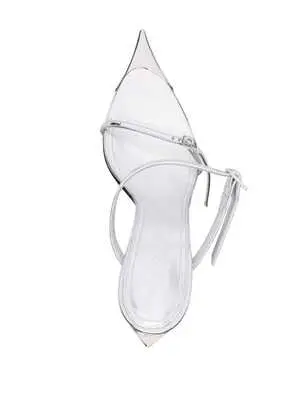 MUGLER 100mm Metallic-leather Mules - Silver