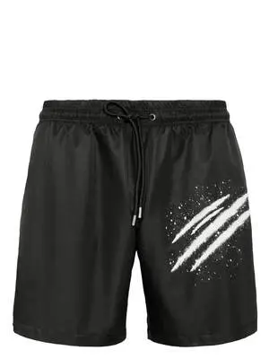PLEIN SPORT Spray Logo Print Swim Shorts - Black