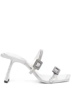 Benedetta Bruzziches Crystal-embellished Leather Sandals - Silver