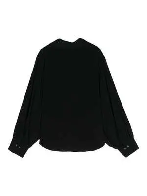 BLANCA VITA Long-sleeved Crepe Blouse - Black