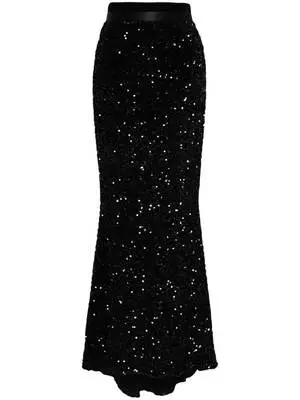 STYLAND Sequined Maxi Skirt - Black
