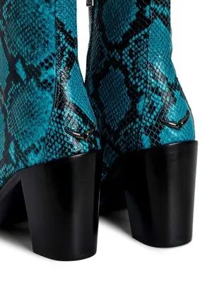 Zadig&Voltaire 85mm Snakeskin-effect Ankle Boots - Blue