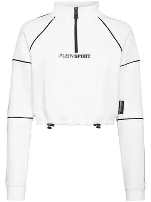 PLEIN SPORT Logo-print Cropped Sweatshirt - White
