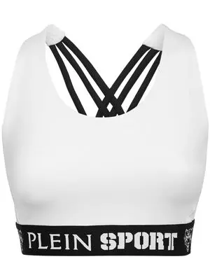 PLEIN SPORT Logo-underband Sports Bra - White