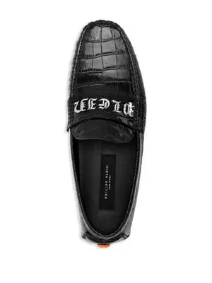 Philipp Plein Crocodile-embossed Leather Loafers