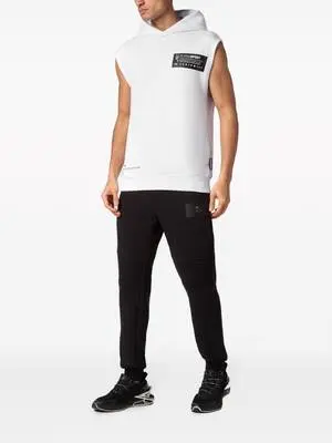 PLEIN SPORT Logo Print Sleeveless Hoodie - White