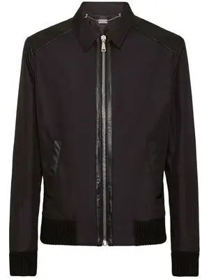 BILLIONAIRE Leather-trim Bomber Jacket