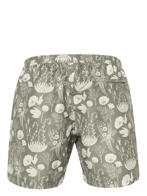 Sunspel Leaf-print Swim Shorts - Green