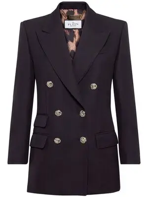 Philipp Plein Double-breasted Wool Blazer - Blue