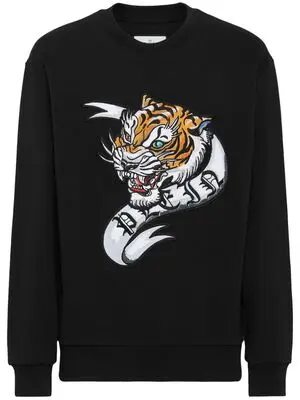 Philipp Plein Tattoo-print Cotton Sweatshirt - Black