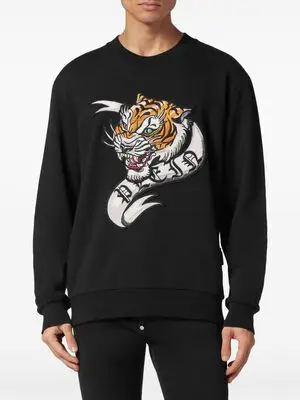 Philipp Plein Tattoo Print Cotton Sweatshirt - Black