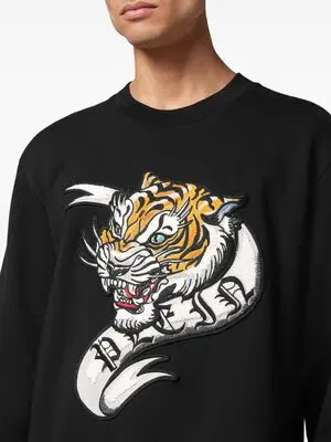 Philipp Plein Tattoo Print Cotton Sweatshirt - Black