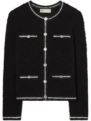Tory Burch Kendra Logo Lace Cardigan - Black