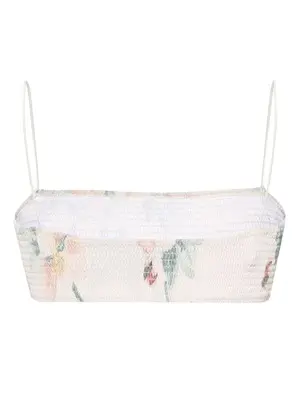 TOTEME Smocked Bandeau Bikini Top - Neutrals