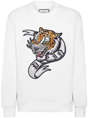 Philipp Plein Tattoo-print Cotton Sweatshirt - White