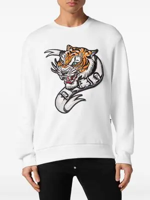 Philipp Plein Tattoo Print Cotton Sweatshirt - White