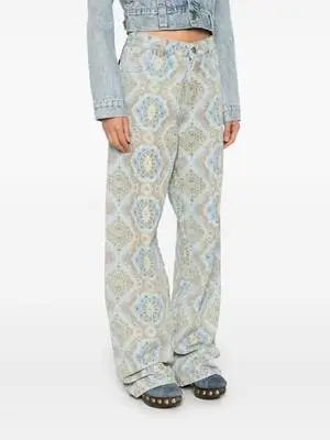 Etro Paisley Print Straight-leg Jeans - Blue