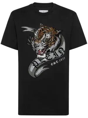 Philipp Plein Tattoo-print Cotton T-shirt - Black