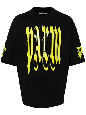 Palm Angels Gothic Logo-print T-shirt - Black