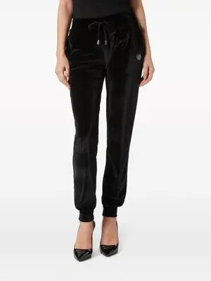 Philipp Plein Logo Velvet Track Pants - Black