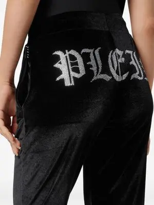 Philipp Plein Logo Velvet Track Pants - Black