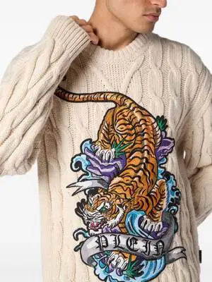 Philipp Plein Tattoo-print Cable-knit Jumper