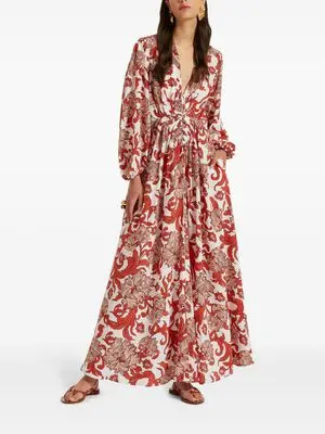 La DoubleJ Camerino Abstract-pattern Silk Dress - Red