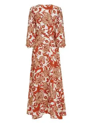 La DoubleJ Camerino Abstract-pattern Silk Dress - Red