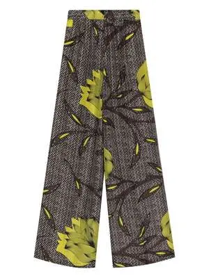 P.a.r.o.s.h Floral-print Silk Trousers - Brown