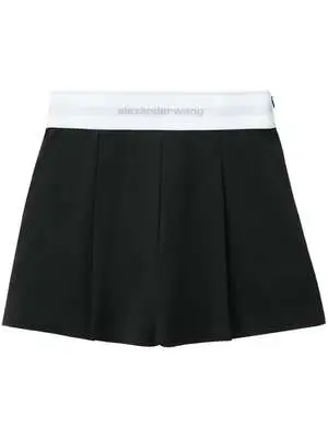 Alexander Wang Logo-waistband Pleated Shorts
