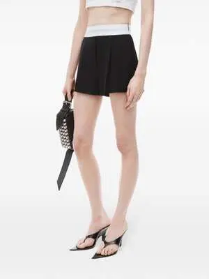 Alexander Wang Logo-waistband Pleated Shorts
