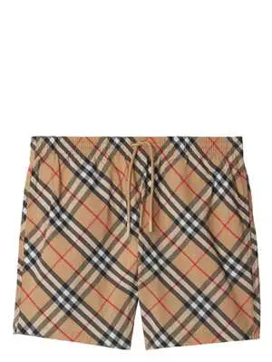 Burberry Check-print Drawstring Swim Shorts - Neutrals