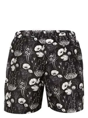 Sunspel Leaf-print Swim Shorts - Black