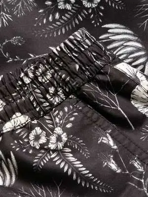 Sunspel Leaf-print Swim Shorts - Black