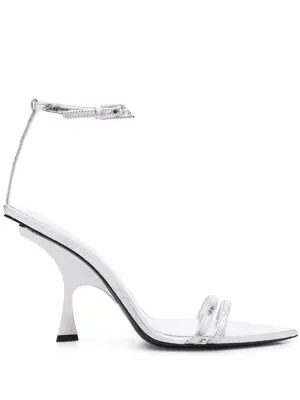 Attico Ester 95mm Leather Sandals - Silver