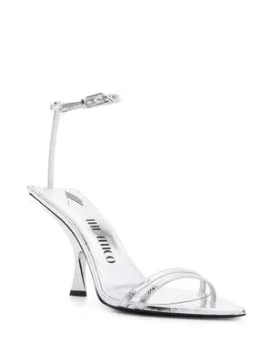 Attico Ester 95mm Leather Sandals - Silver
