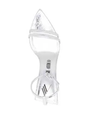 Attico Ester 95mm Leather Sandals - Silver