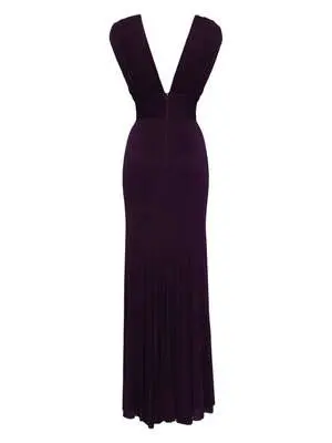 HERVE L. LEROUX Pleated Fishtail Gown - Purple